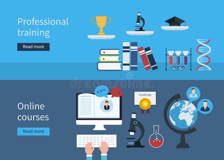Professional Training and Online Courses Stock Vector - Illustration of ...
