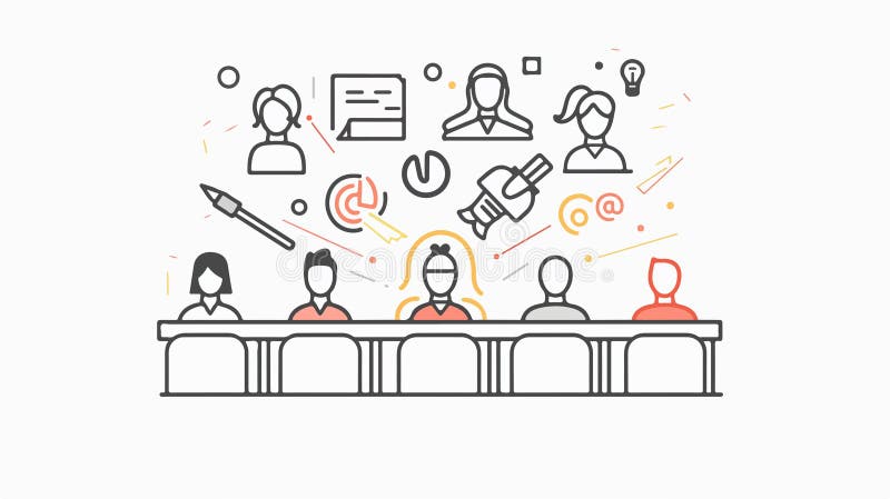 Professional Training and Workshop Thin Line Icons Set for Coaching and ...