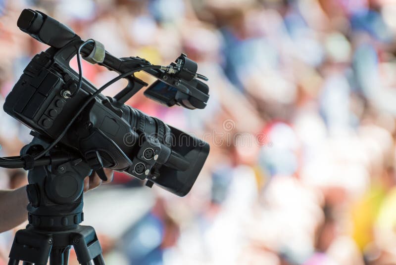 Professional TV camera. stock image. Image of audience - 100114077