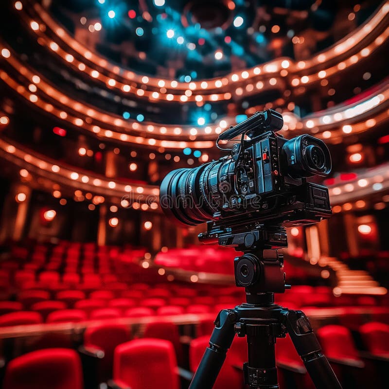 Professional TV Studio Camera Recording an Interview Stock Illustration ...