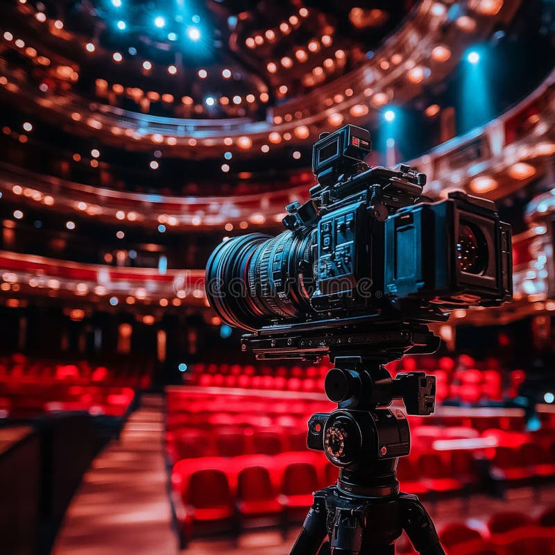 Professional TV Studio Camera Recording an Interview Stock Illustration ...