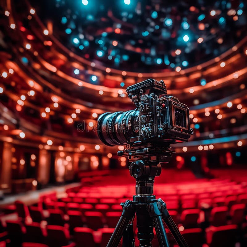 Professional TV Studio Camera Recording an Interview Stock Illustration ...