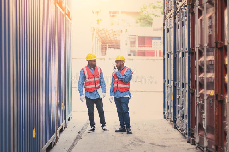 African American Man Logistic Staff Workers Wearing Reflective Vests ...