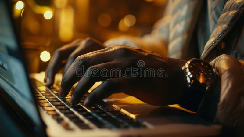 A Professional Typing at Night. AI Generated Stock Image - Image of ...
