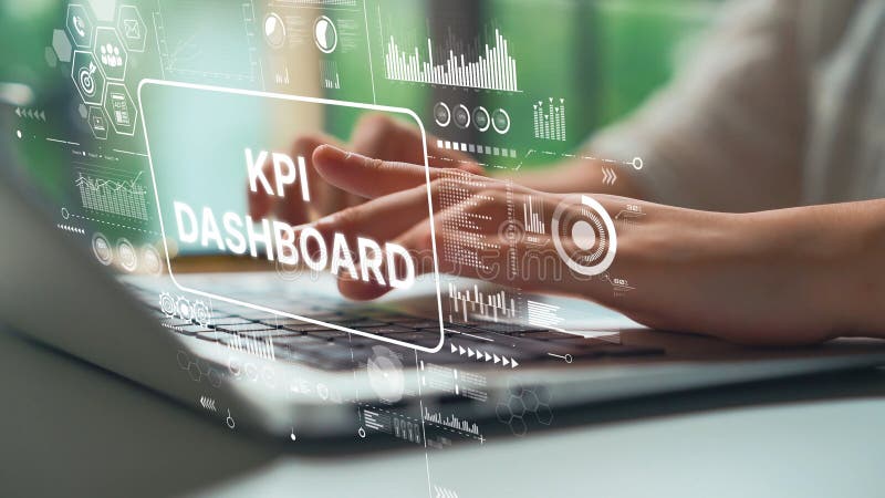 Professional User Analyzing Key Performance Indicators on KPI Dashboard ...
