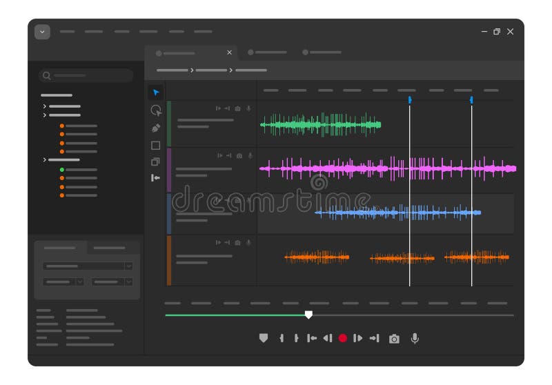 Professional User Interface for Audio Editing and Production Software Screen Displays Multi ...