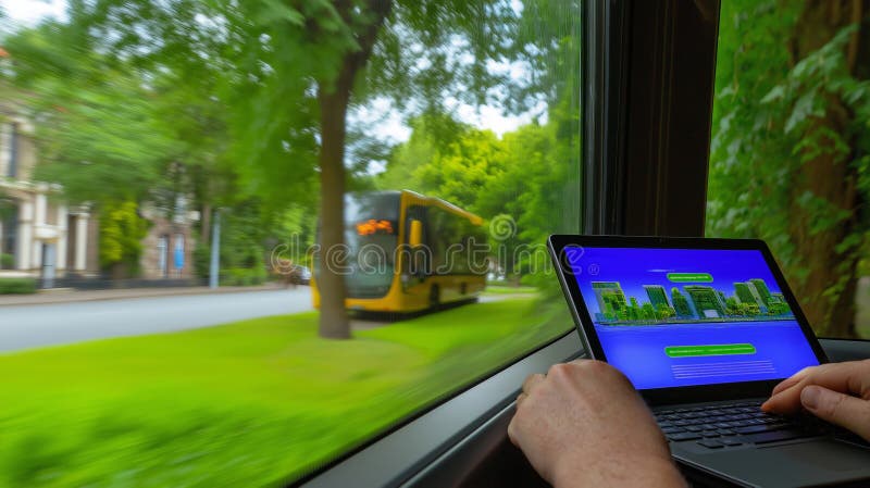 Businessman is Working on Laptop during a Smooth and Silent Ride on a ...