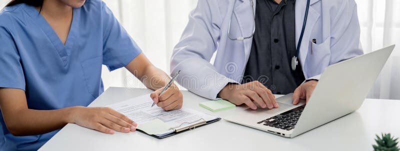 Professional Various Team of Medical Working Together on the Desk ...