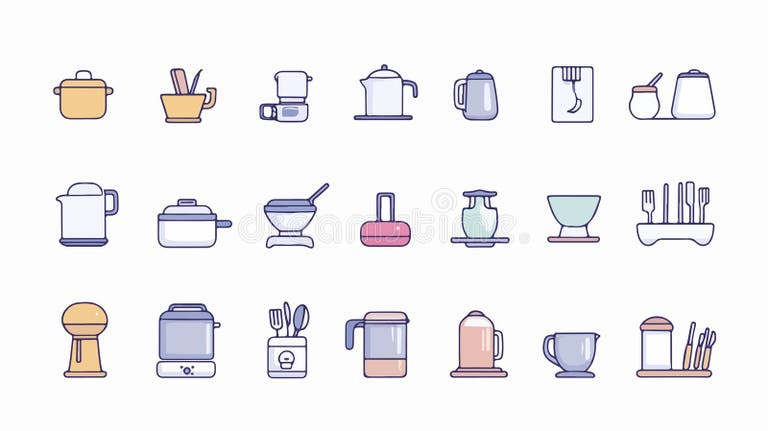 Professional Vector Kitchenware Icons Collection for Creative Design ...