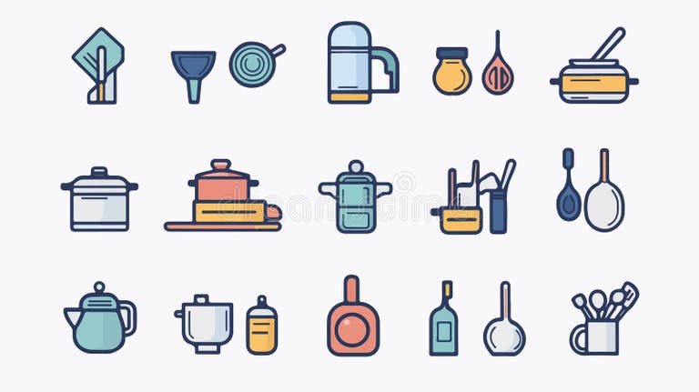 Professional Vector Kitchenware Icons Collection for Creative Design ...