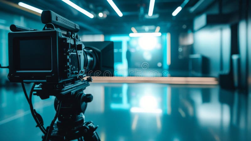 Professional Video Camera Filming in Studio Stock Photo - Image of ...