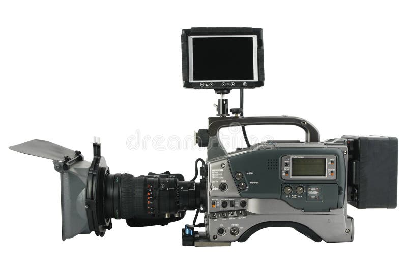 Professional Video Camera with Monitor Facing To Stock Photo - Image of ...