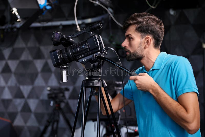 Professional Video Camera Operator Working Stock Photo - Image of ...