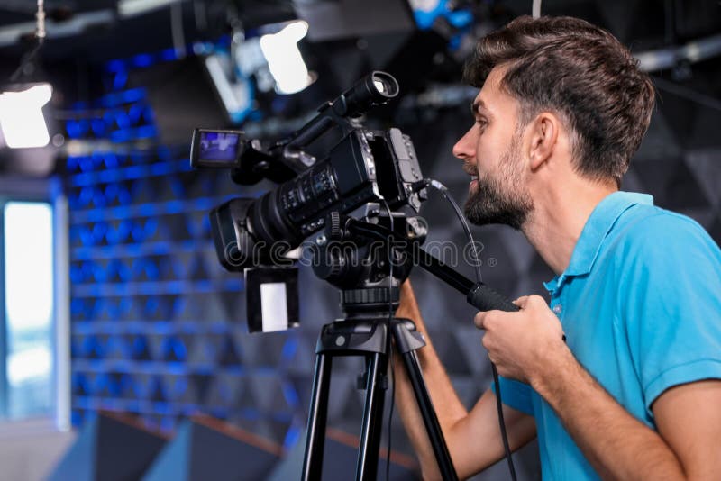 Professional Video Camera Operator Working Stock Photo - Image of ...