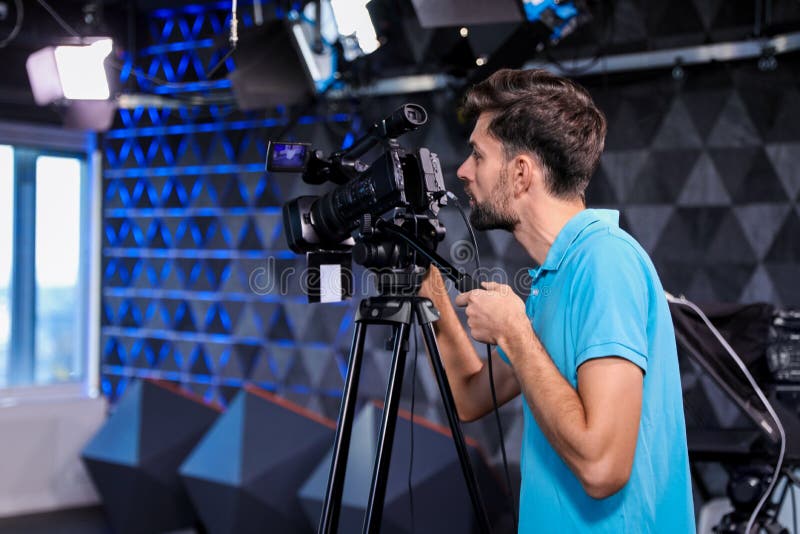 Professional Video Camera Operator Working Stock Image - Image of ...