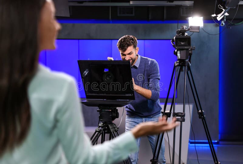Professional Video Camera Operator Working Stock Photo - Image of ...