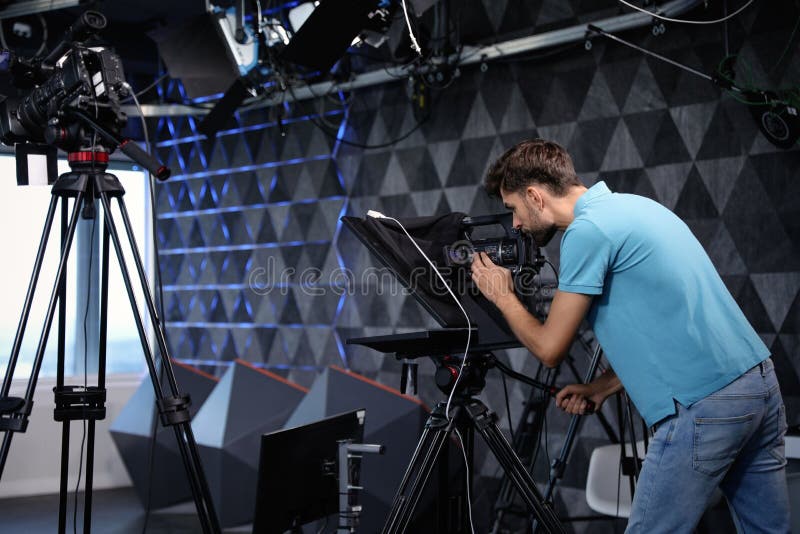 Professional Video Camera Operator Working Stock Image - Image of ...