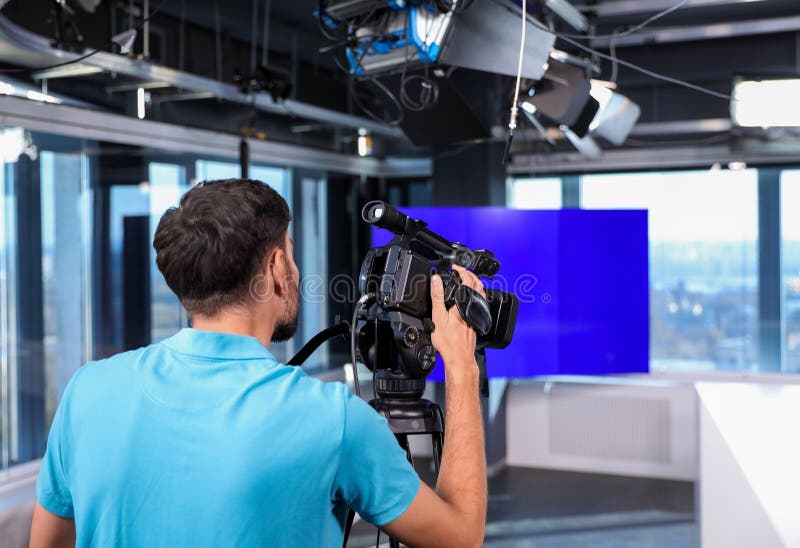 Professional Video Camera Operator Working Stock Photo - Image of ...