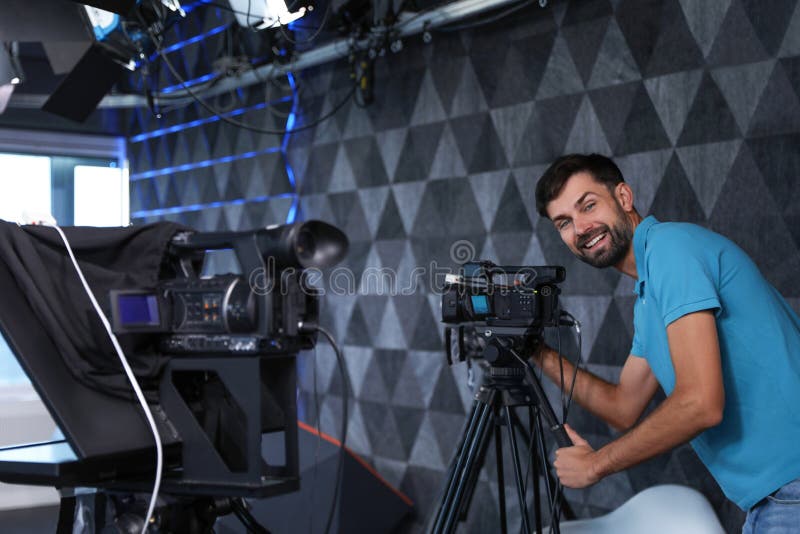 Professional Video Camera Operator Working Stock Image - Image of ...