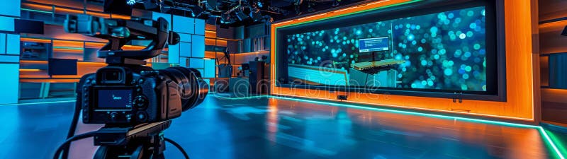 Professional Video Camera Recording in a Broadcast Studio with Multiple ...