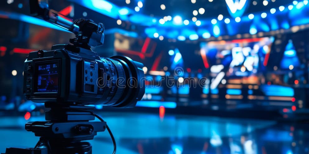 A Professional Video Camera Set in a Dynamic and Engaging Television ...