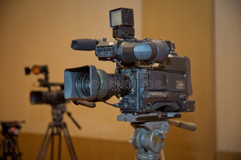 Professional Video Camera Set on a Tripod with Excellent Clipping Path ...