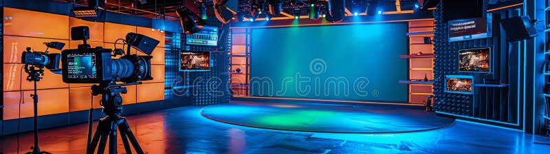 Professional Video Camera Set Up in a Modern Television Studio Stock ...
