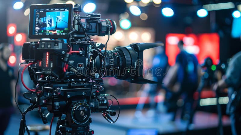 Professional Video Camera Setup in a Studio Stock Image - Image of ...