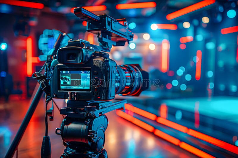 Professional Video Camera Setup in a Studio Environment. Generative Ai ...