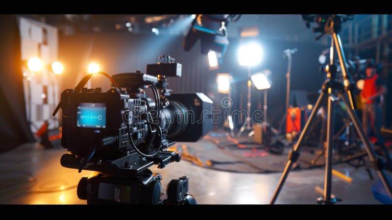 Professional Video Camera Setup in a Studio Stock Image - Image of work ...