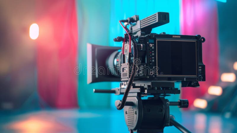 Professional Video Camera in Studio Stock Photo - Image of equipment ...