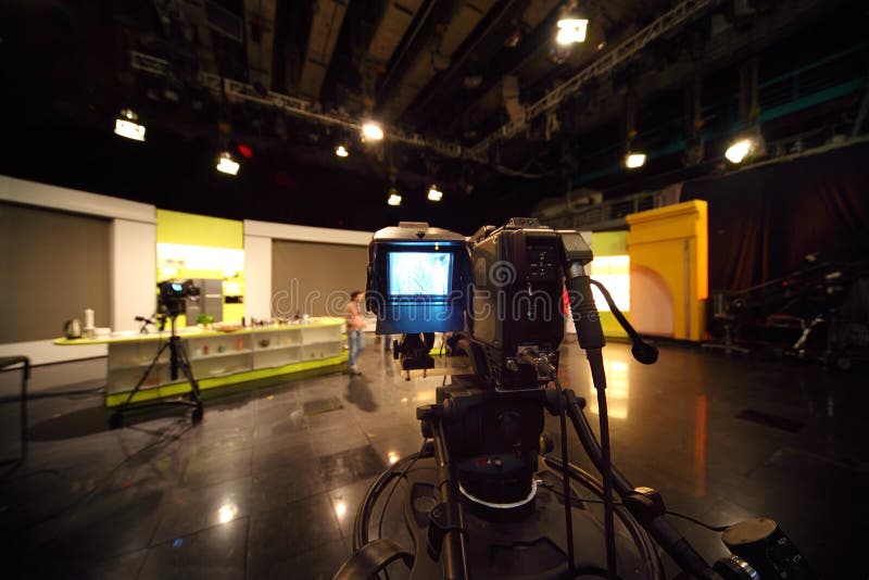 Professional Video Camera in Television Studio Stock Image - Image of ...