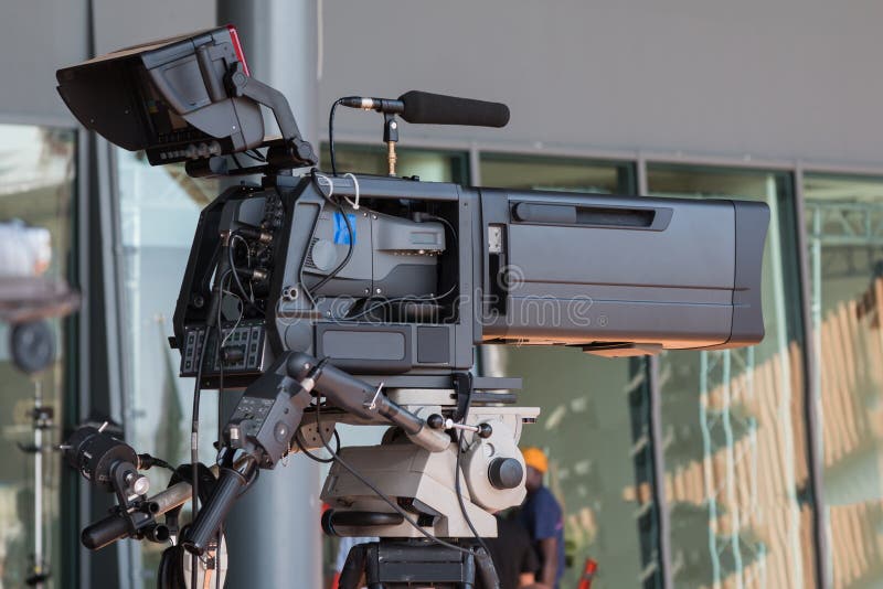 Professional Video Camera for Tv News Broadcasting Stock Photo - Image ...
