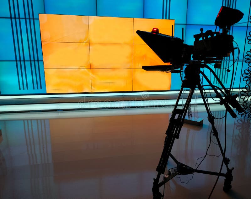 Professional Video Camera in a TV Studio Stock Image - Image of news ...