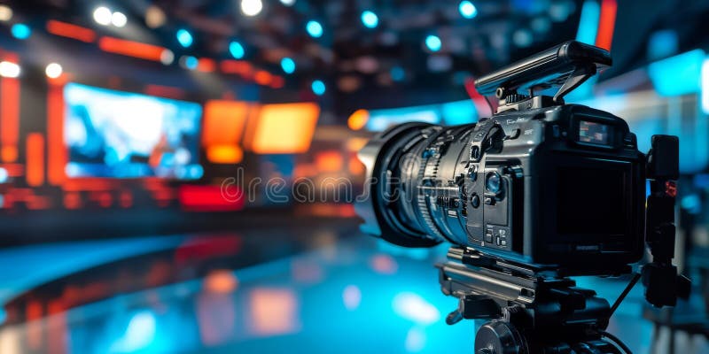 A Professional Video Camera Used in a Contemporary Television Studio ...