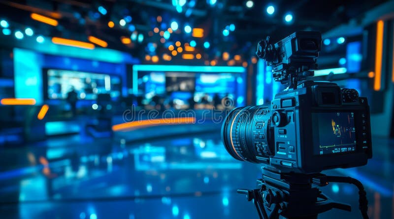 Professional Video Camera Utilized in a Modern Television Studio ...