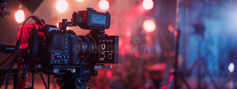 Professional Video Camera in a Vibrant Studio Setup Stock Photo - Image ...