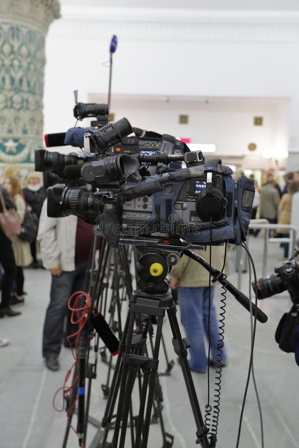 Professional Video Cameras at the Shooting Stock Photo - Image of zoom ...