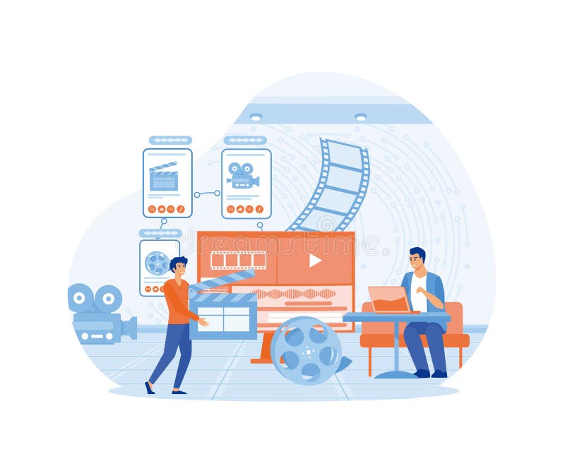 Professional Video Editor and Motion Designer Edit the Video. Stock ...