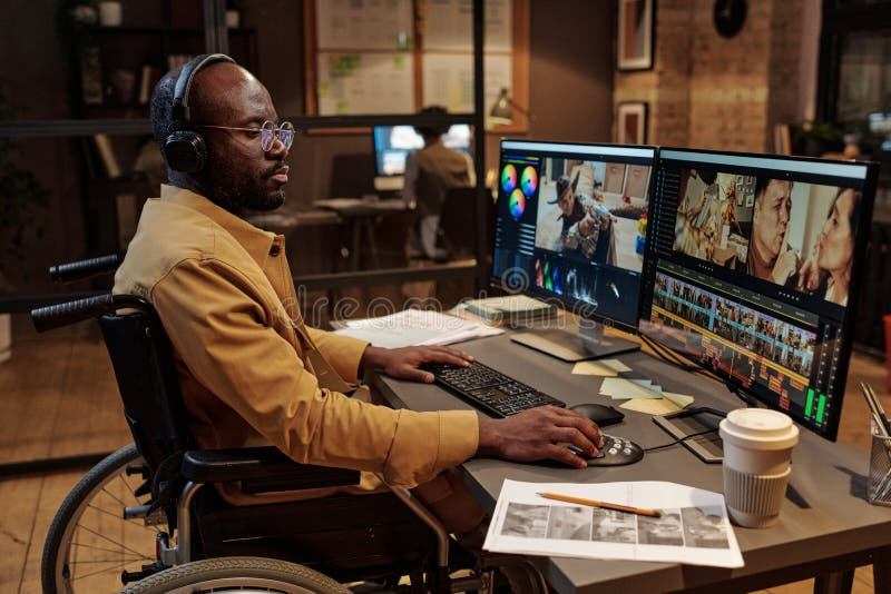 Professional Video Editor Working at Office Stock Photo - Image of ...