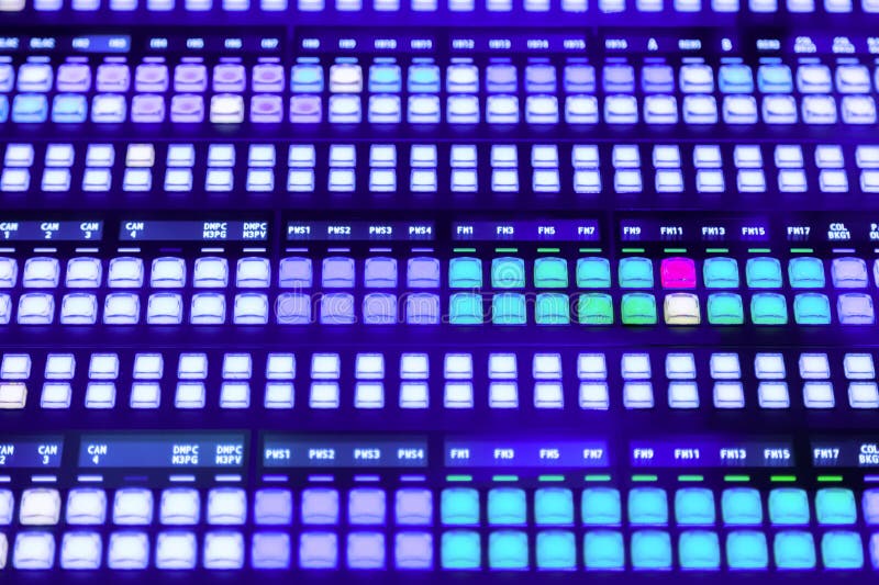 Professional Video, Sound Mixer Control Panel with Buttons and Sliders ...