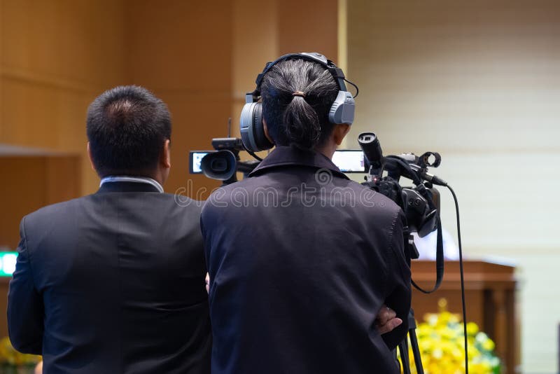 Professional Videographer Recording Seminar Meeting Editorial Image ...