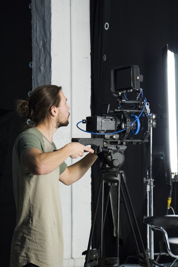 Professional Videographer Using Cinema Digital Video Camera Which ...
