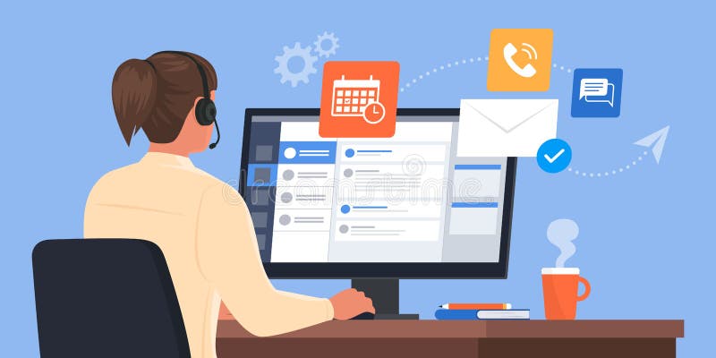 Professional Virtual Assistant Working with Customers Online Stock ...