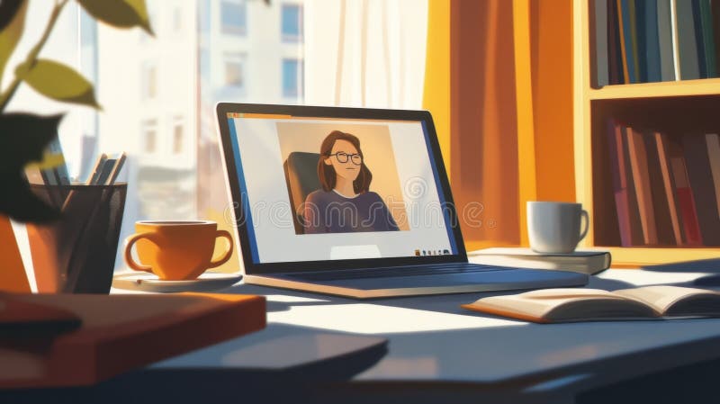 Professional Virtual Meeting Setup with Cozy Workspace and Customizable ...