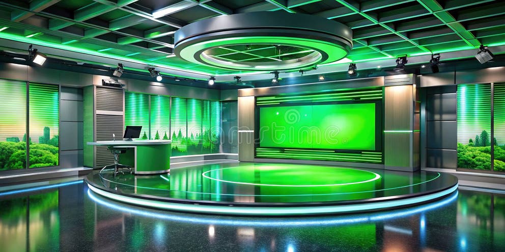 Professional Virtual TV Studio Green Screen Backdrop for Live Streaming ...