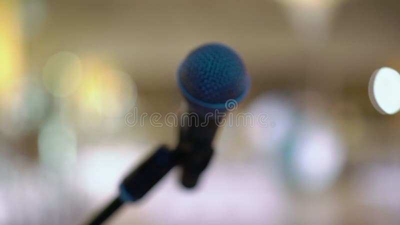 Professional Vocal Wire Mic on Microphone Stand. Stage at Concert Stock ...