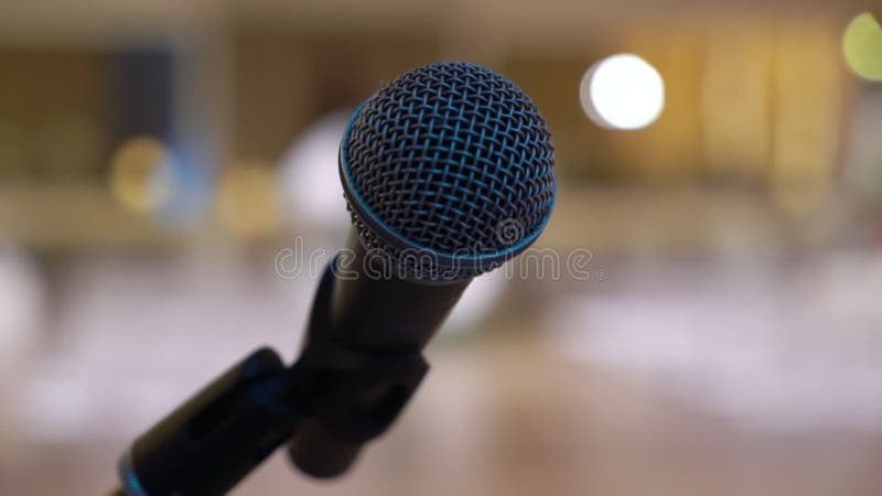 Professional Vocal Wire Mic on Microphone Stand. Stage at Concert Stock ...