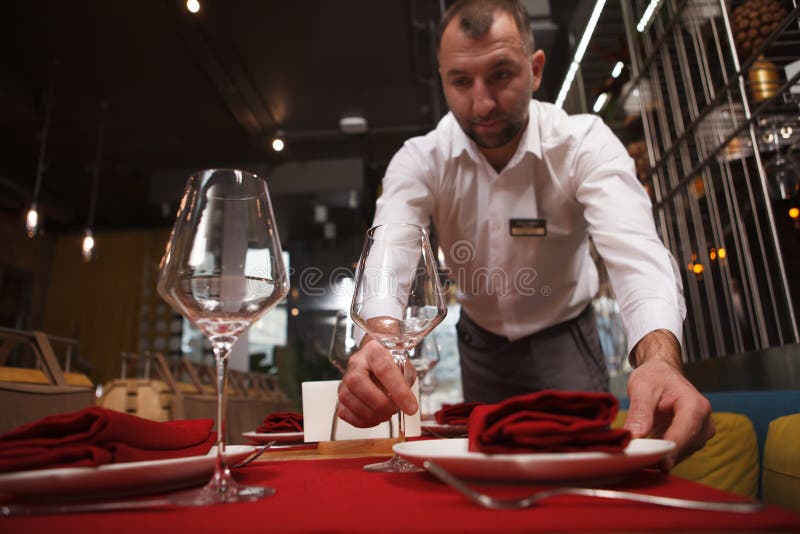 Professional Waiter Working at the Restaurant Stock Photo - Image of ...