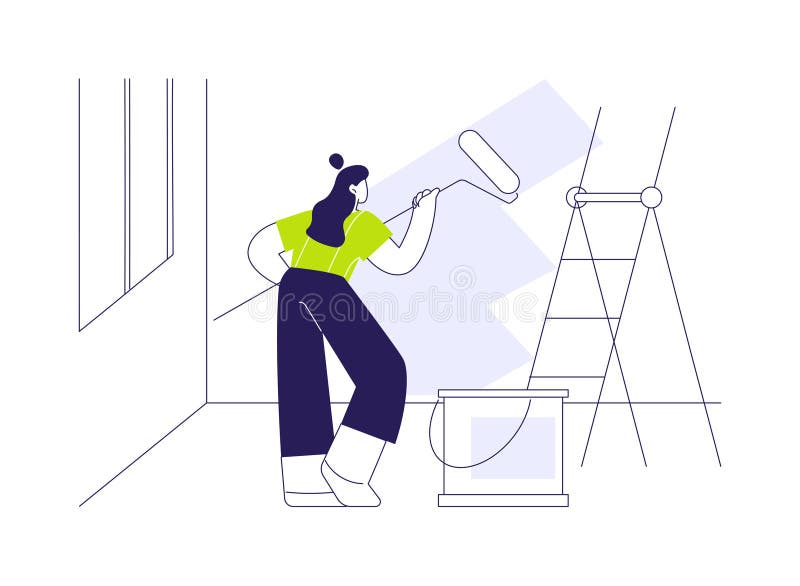 Professional Wall Painting Abstract Concept Vector Illustration. Stock ...